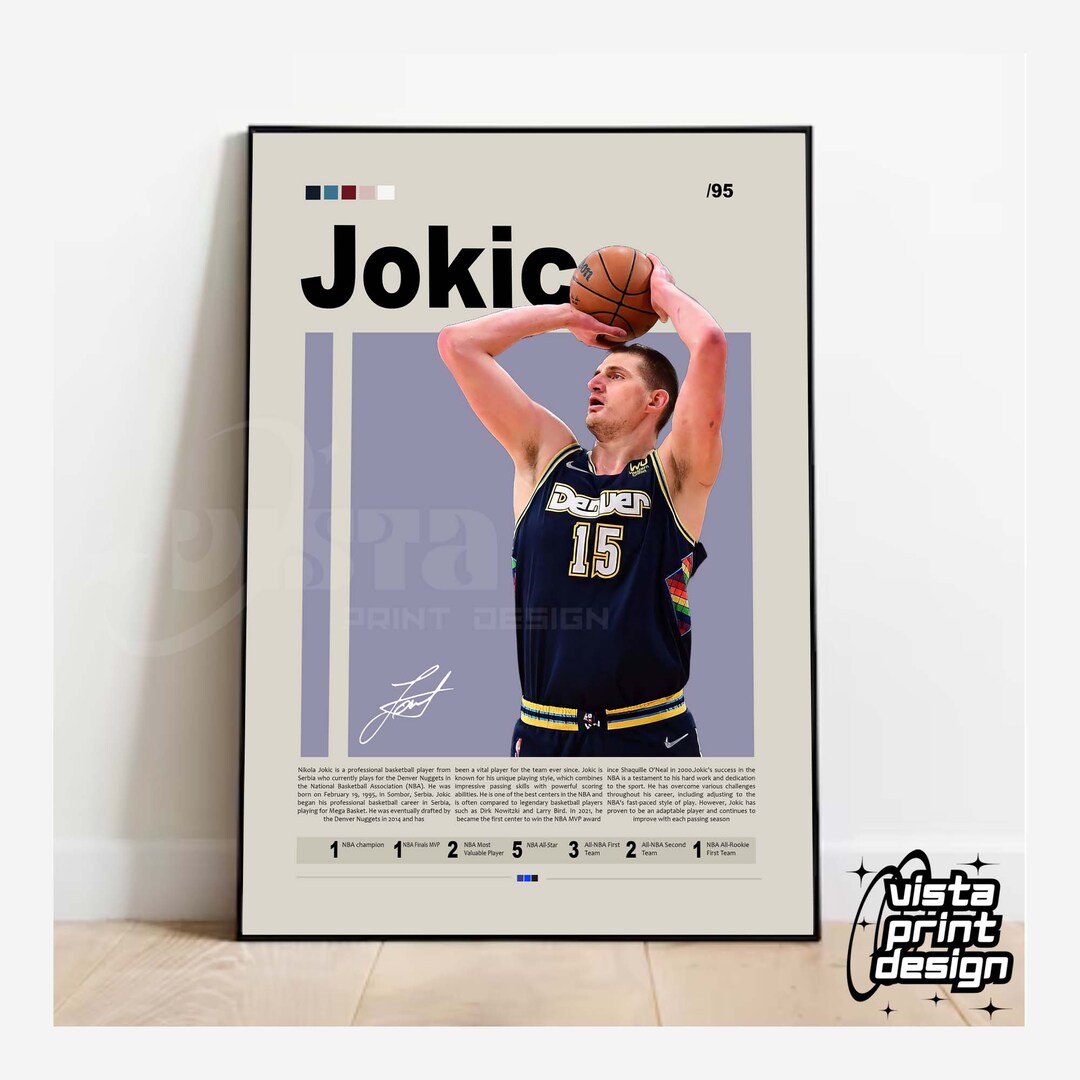 Nikola Jokic Poster, Denver Nuggets Print, NBA Poster, Sports Poster ...