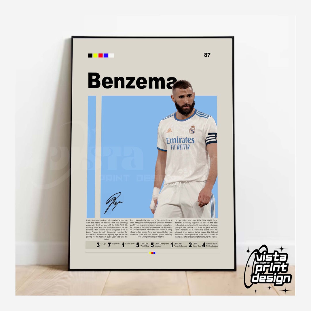 Karim Benzema Poster, Real Madrid Poster, Soccer Gifts, Sports Poster ...