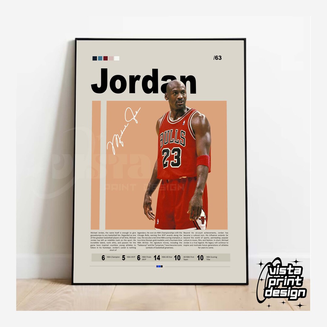 Michael Jordan Chicago Bulls NBA Poster Ideal for NBA Fans, With Mid ...