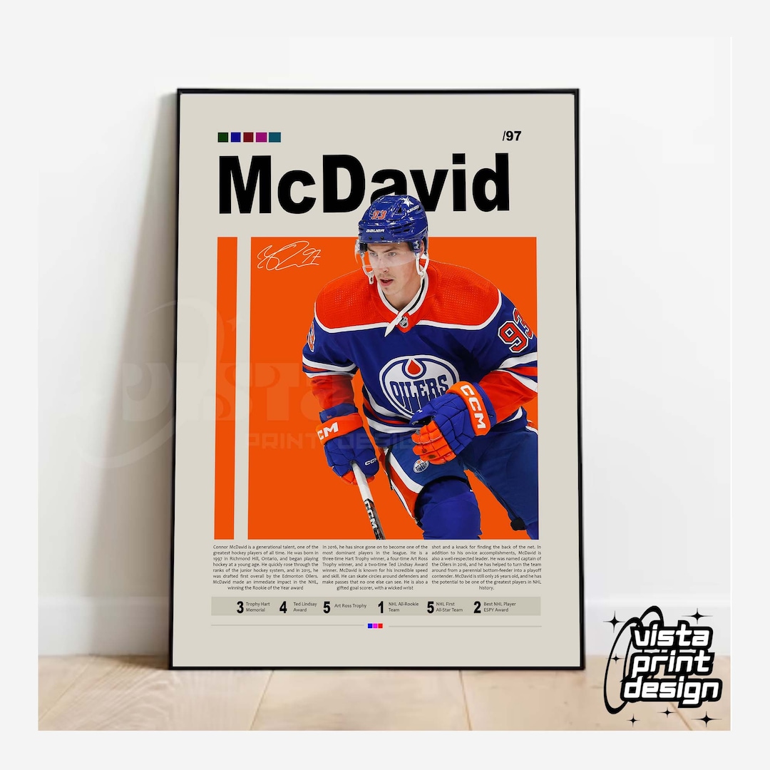 Connor Mcdavid Edmonton Oilers NHL Poster, Hockey Wall Décor, Sports ...