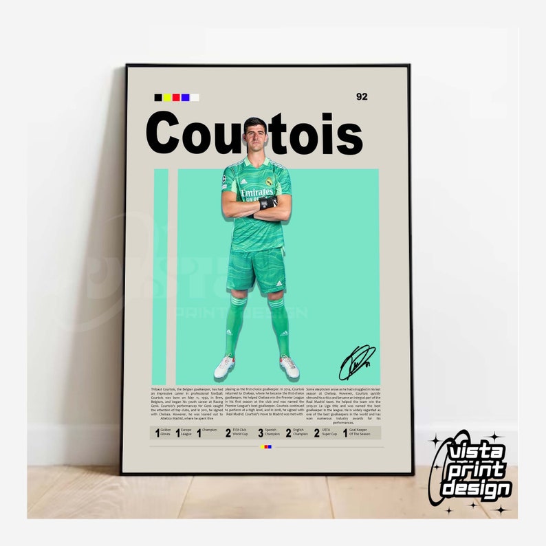 Thibaut Courtois Poster, Real Madrid Poster, Soccer Gifts, Sports ...