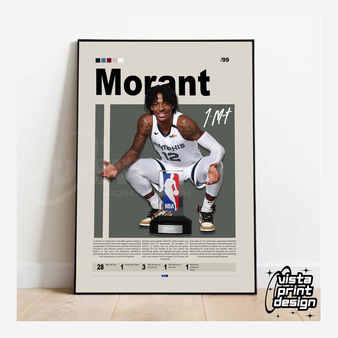 Ja Morant Poster, Memphis Grizzlies Poster, NBA Poster, Sports Poster ...