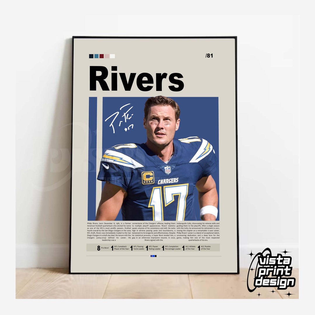 Philip Rivers Poster, Los Angeles Chargers Print, NFL Poster, Sports ...