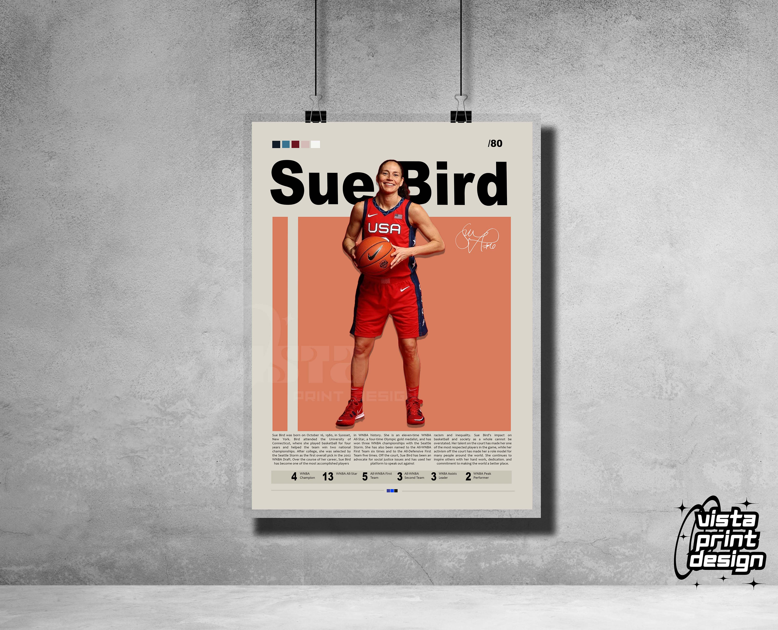 Sue Bird Poster, Seattle Storm Poster, WNBA Poster, Sports Poster, Mid ...