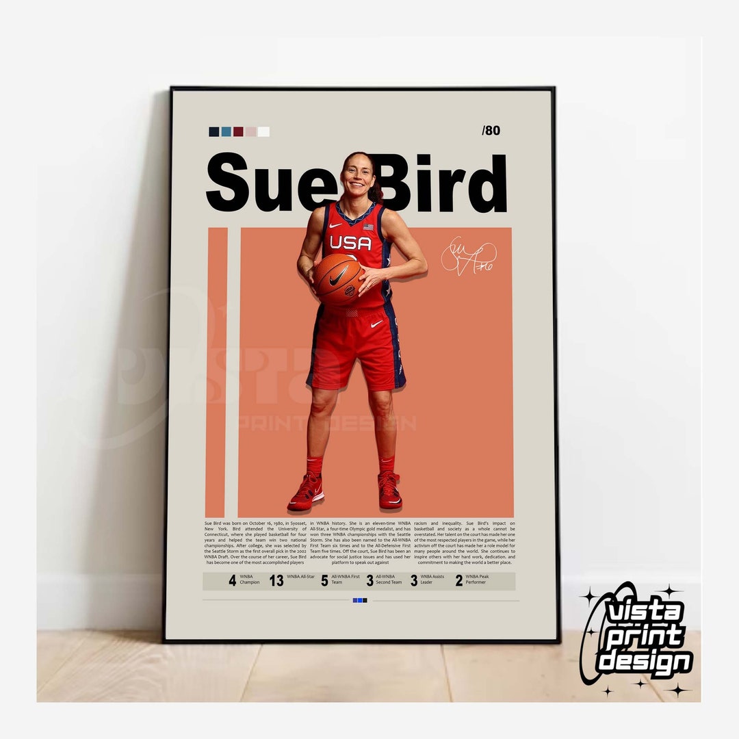 Sue Bird Poster, Seattle Storm Poster, WNBA Poster, Sports Poster, Mid ...