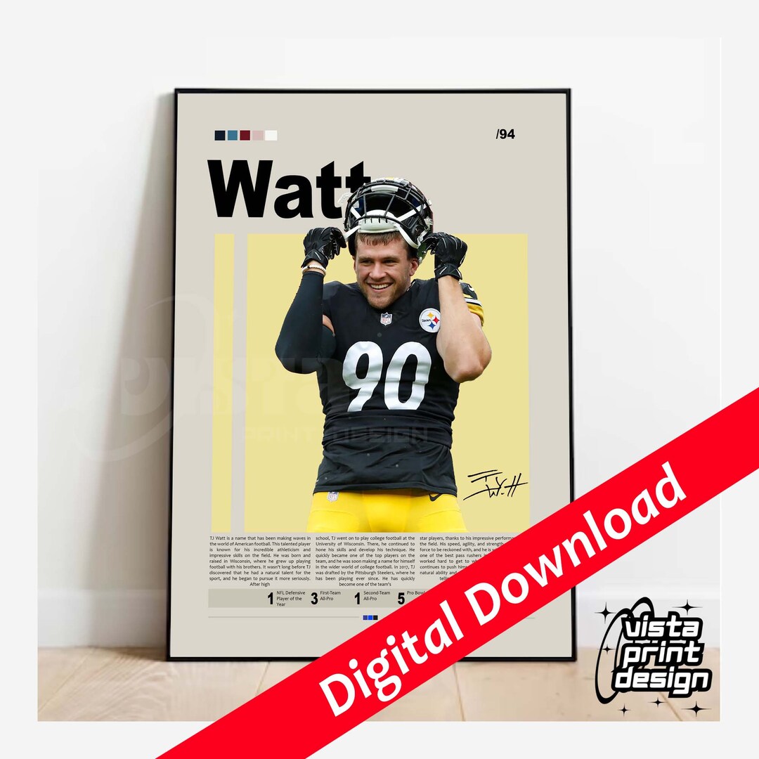 Digital Download TJ Watt Poster, Pittsburgh Stealers Poster, Pittsburgh ...