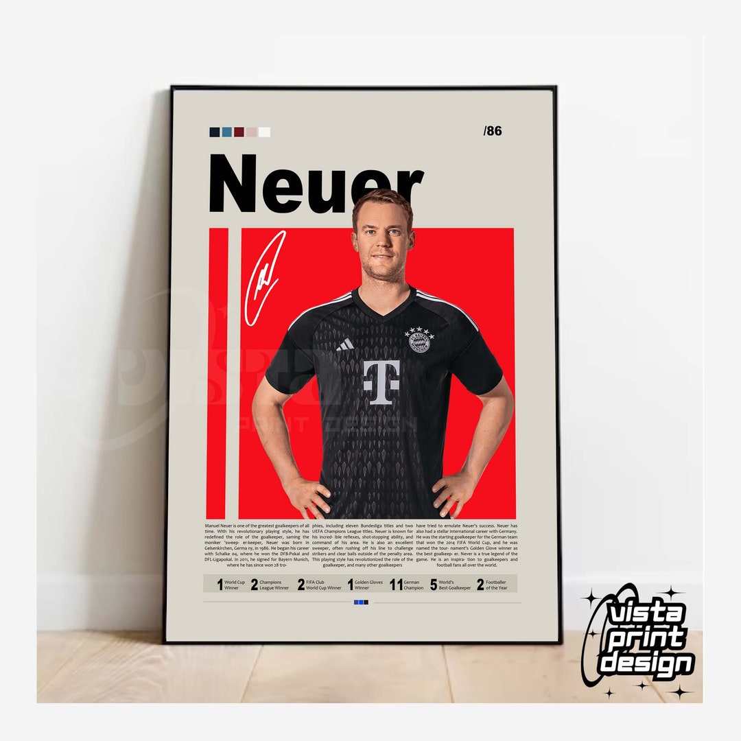 Manuel Neuer Poster, Bayern Munich Poster, Soccer Gifts, Sports Poster ...