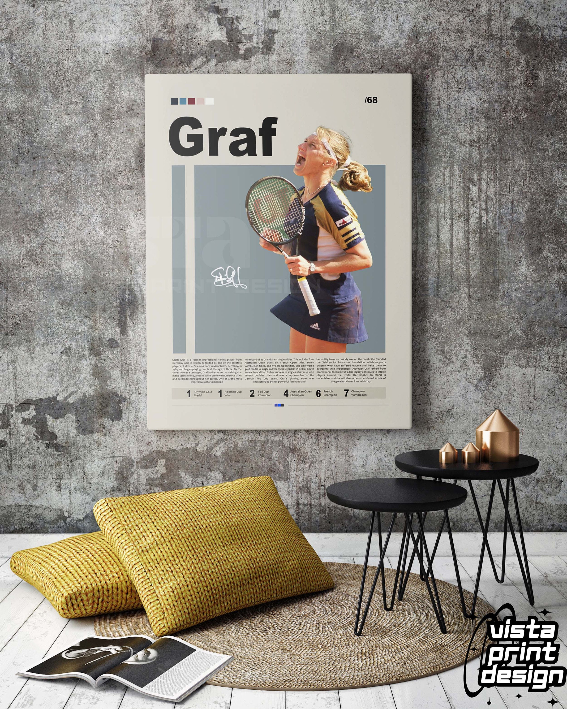 Steffi Graf Tennis Motivational Poster, Sports Poster, Modern Sports ...