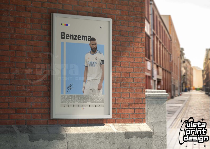 Karim Benzema Poster, Real Madrid Poster, Soccer Gifts, Sports Poster ...