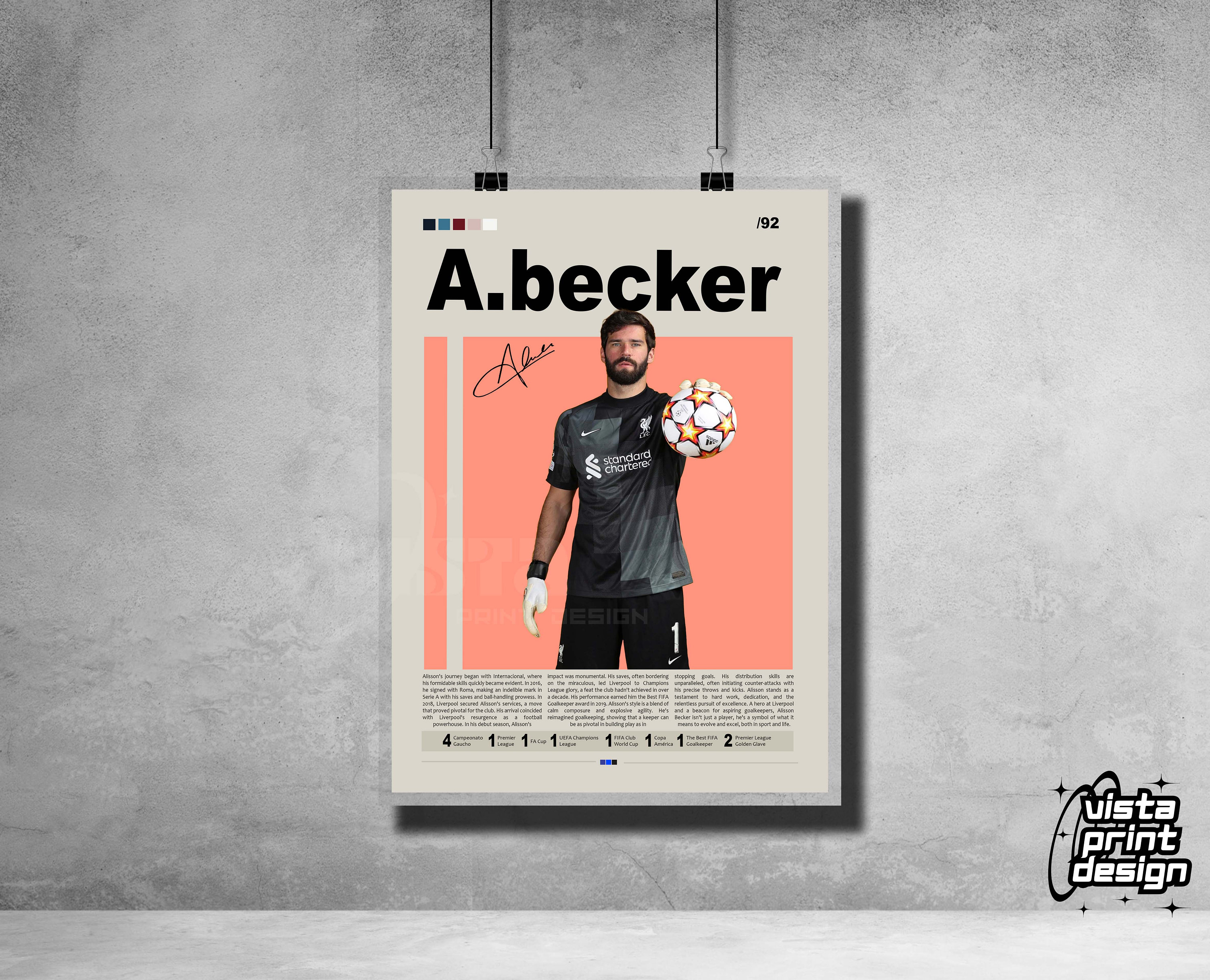 Alisson Becker Poster, Liverpool Poster, Soccer Gifts, Sports Poster ...