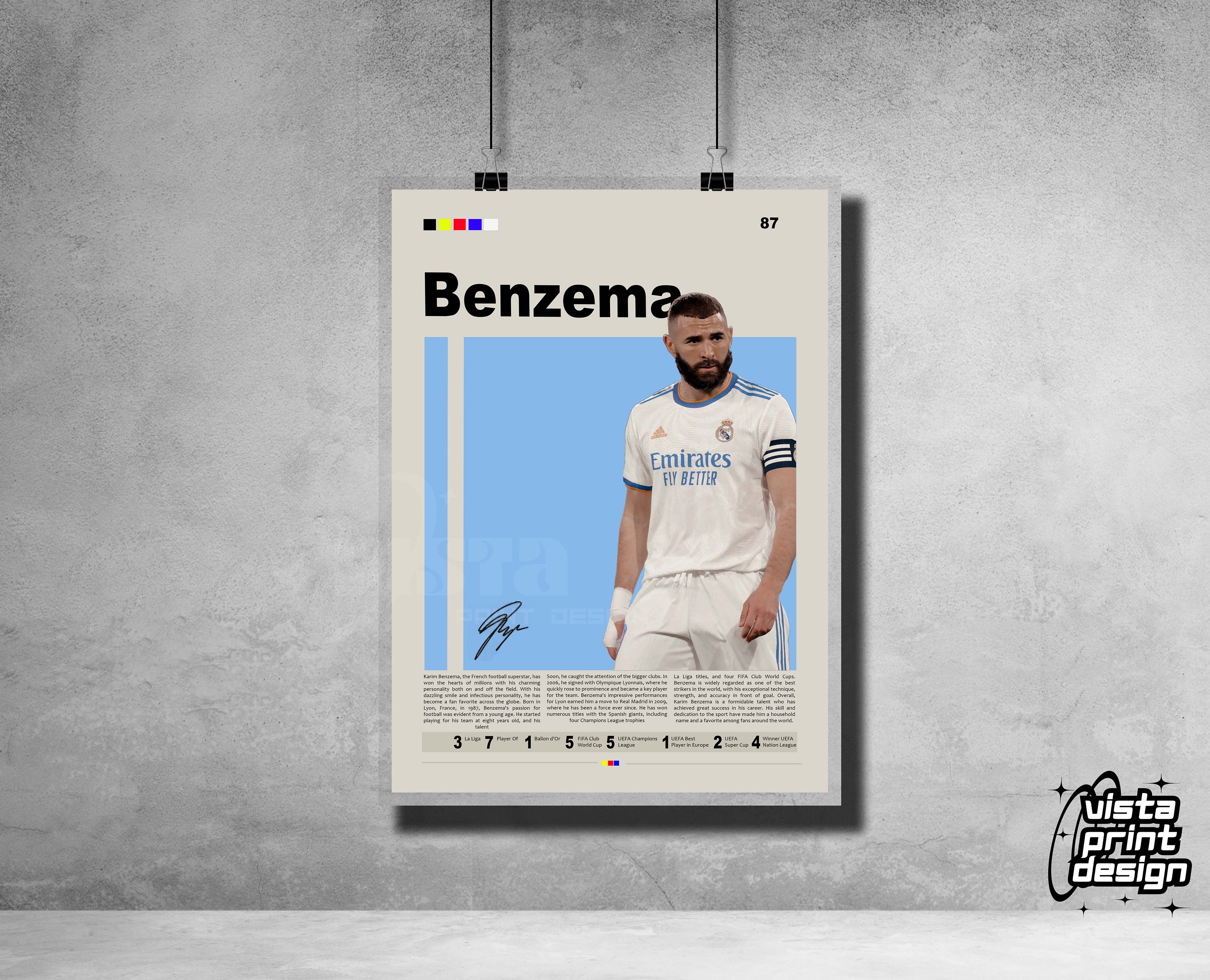 Karim Benzema Poster, Real Madrid Poster, Soccer Gifts, Sports Poster ...