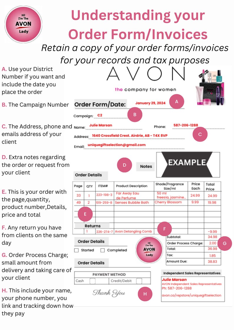 AVON, Order Form/invoice - - Etsy