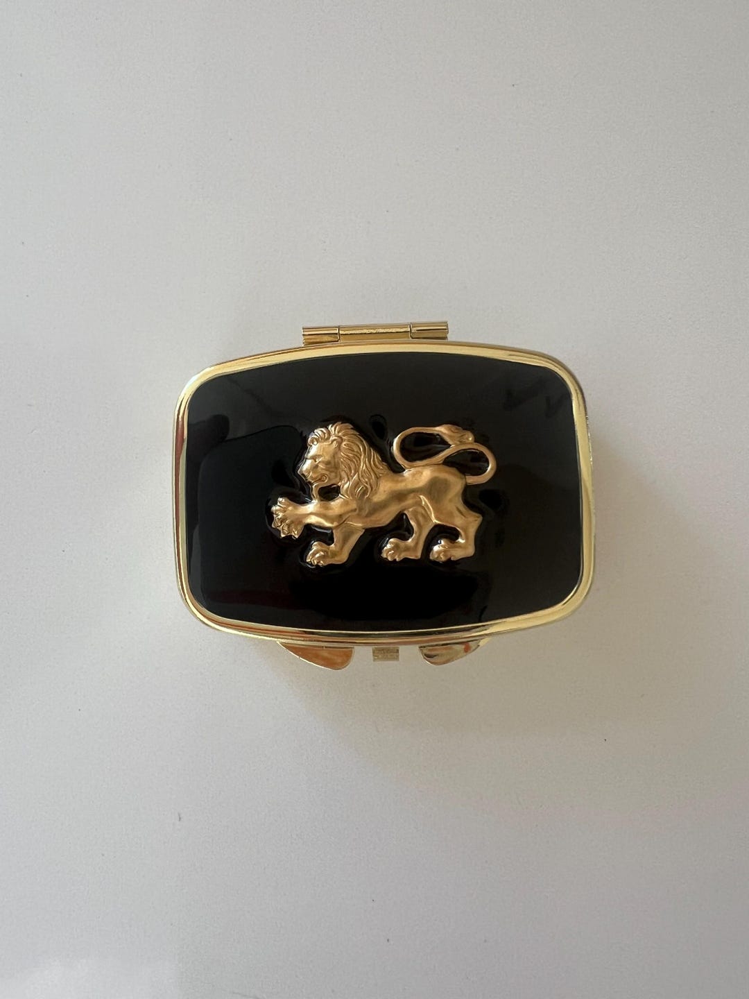 Brass Lion Pill Box, Black Resin, Travel Keepsake - Etsy