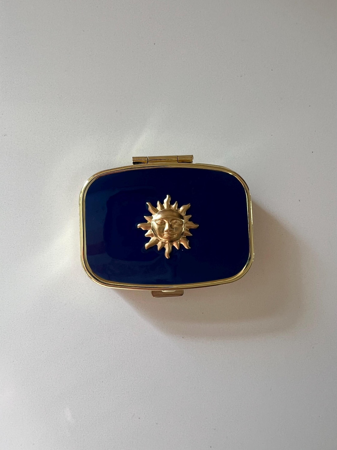 Brass Sun Pill Box, Navy Blue Resin, Stylish Medicine Storage - Etsy