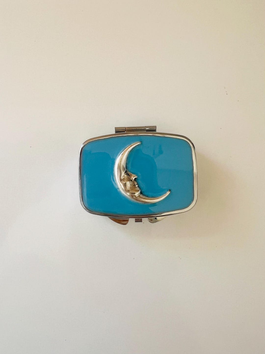 Crescent Moon Pill Box: Blue Resin Nighttime Meds Storage Case - Etsy