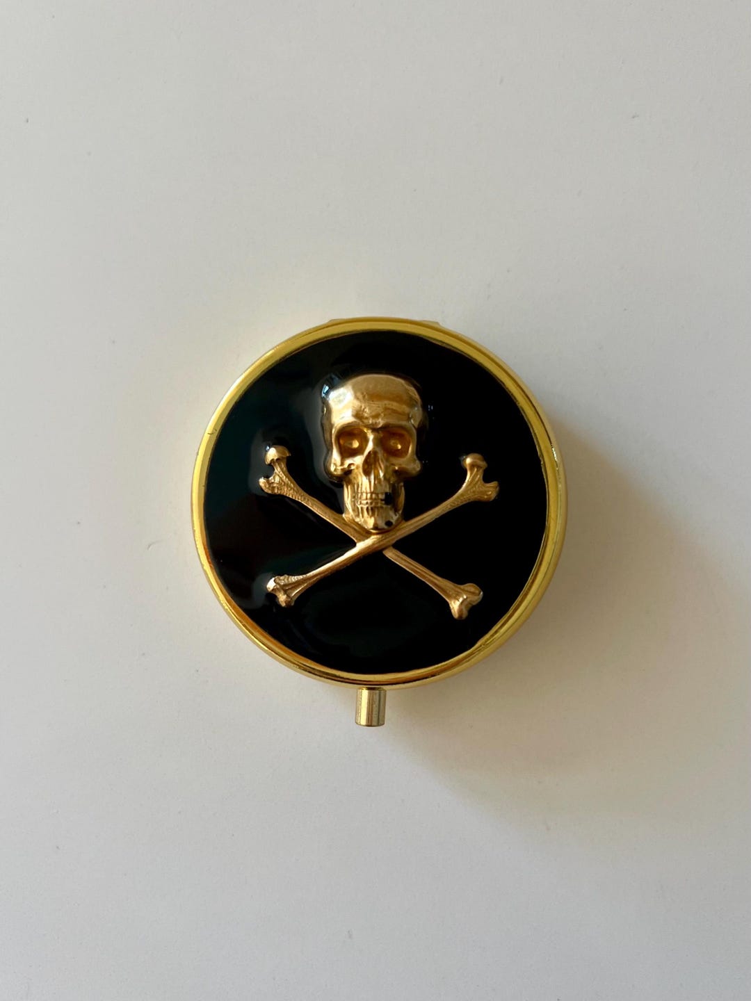 Gothic Pill Box: Gold Skull & Crossbones, Handmade Travel Case - Etsy