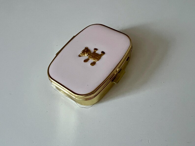 Small Pink Pill Box: Gold Teddy Bear 2-compartment Medicine Container ...