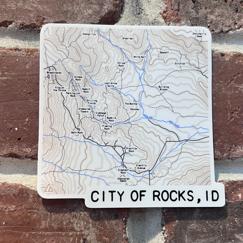 City of Rocks ID Topo Rock Climbing Vinyl Sticker | Thick, Durable ...
