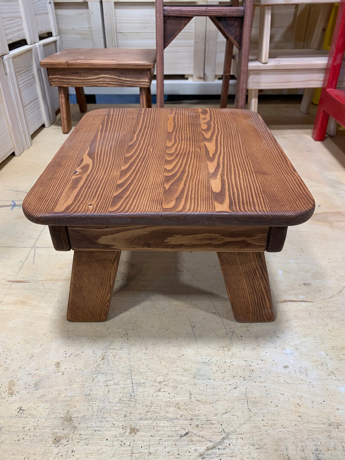 Step Stool, Plant Stand, Cake Stand, Finely Sanded Solid Wood Fir ...