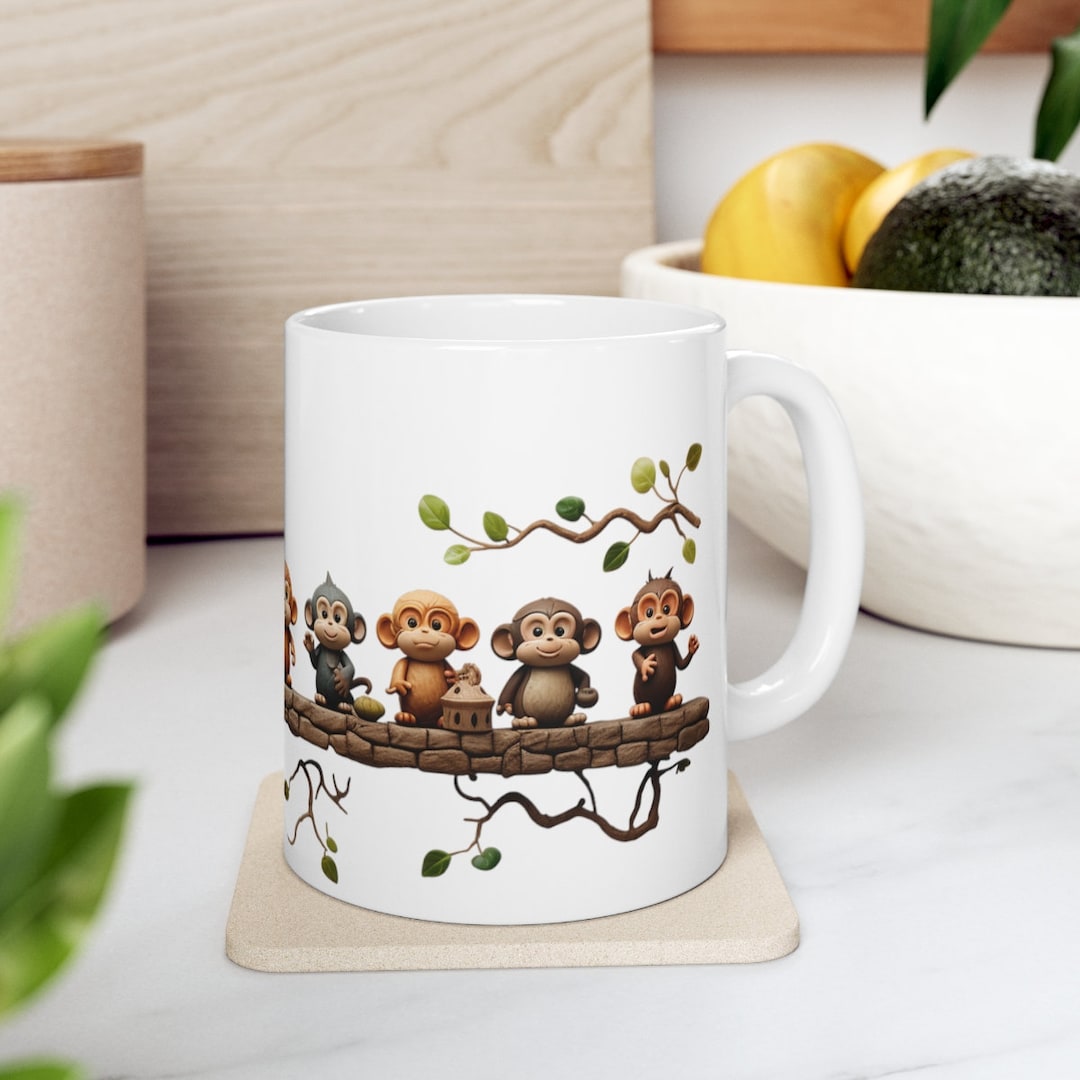 3D Funny Monkey Mug, 11oz Monkey Coffee Mug, Monkey Lover Gift, Monkey ...