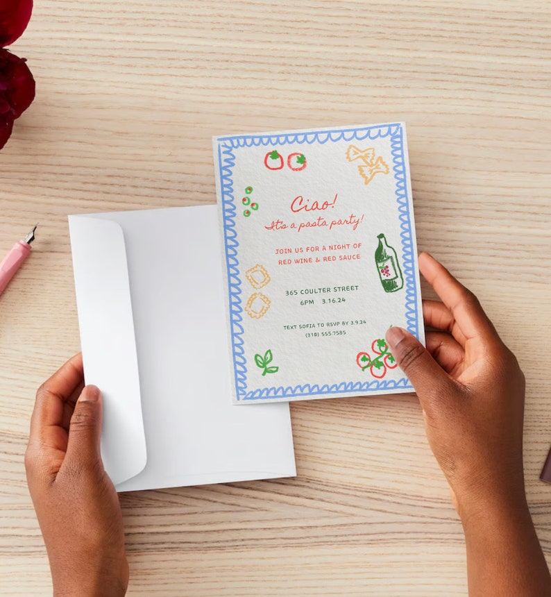 Hand-drawn - Scribble Illustrated Digital Party Invitation Template ...