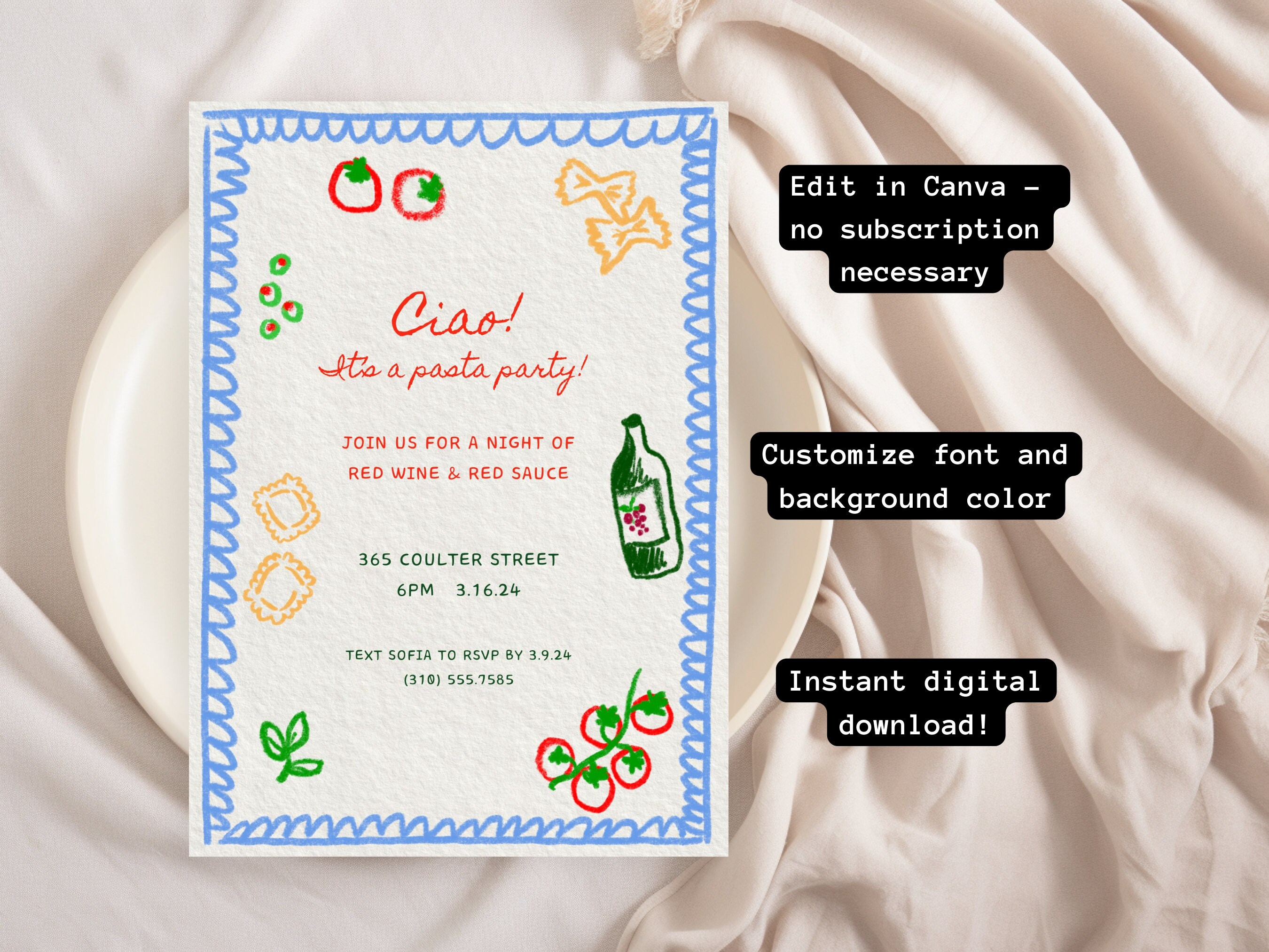 Hand-drawn - Scribble Illustrated Digital Party Invitation Template ...