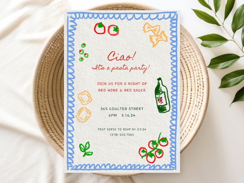 Hand-drawn - Scribble Illustrated Digital Party Invitation Template ...