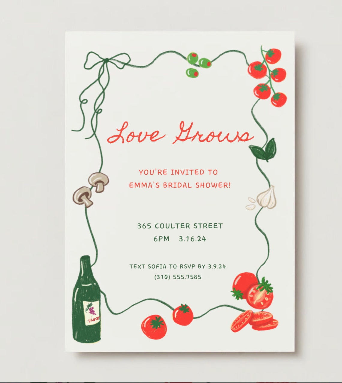 Hand-drawn Digital Party Invitation Template | Tomato Party Theme | Red ...