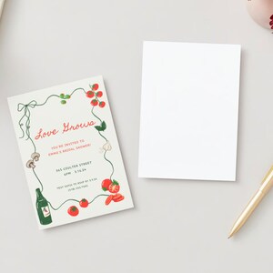 Hand-drawn Digital Party Invitation Template | Tomato Party Theme | Red ...