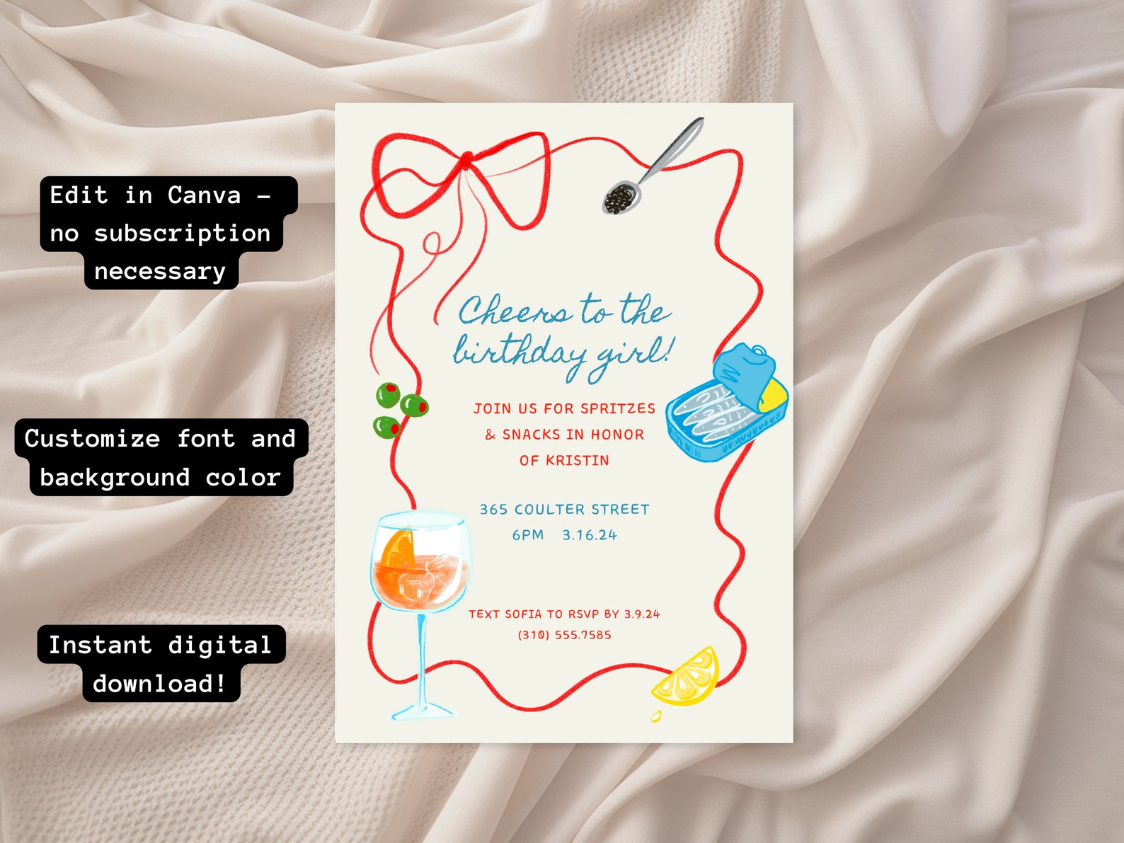 Hand-drawn Digital Party Invitation Template | Italian Summer Party ...