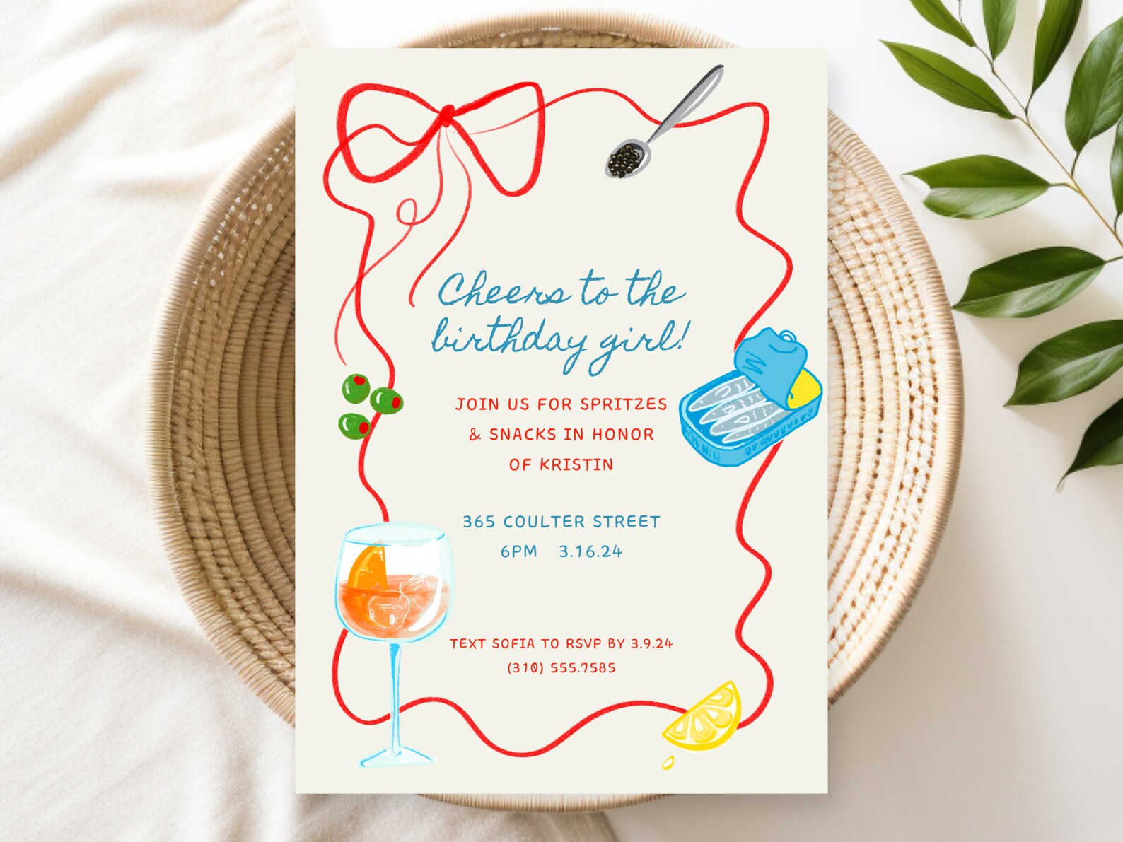 Hand-drawn Digital Party Invitation Template | Italian Summer Party ...