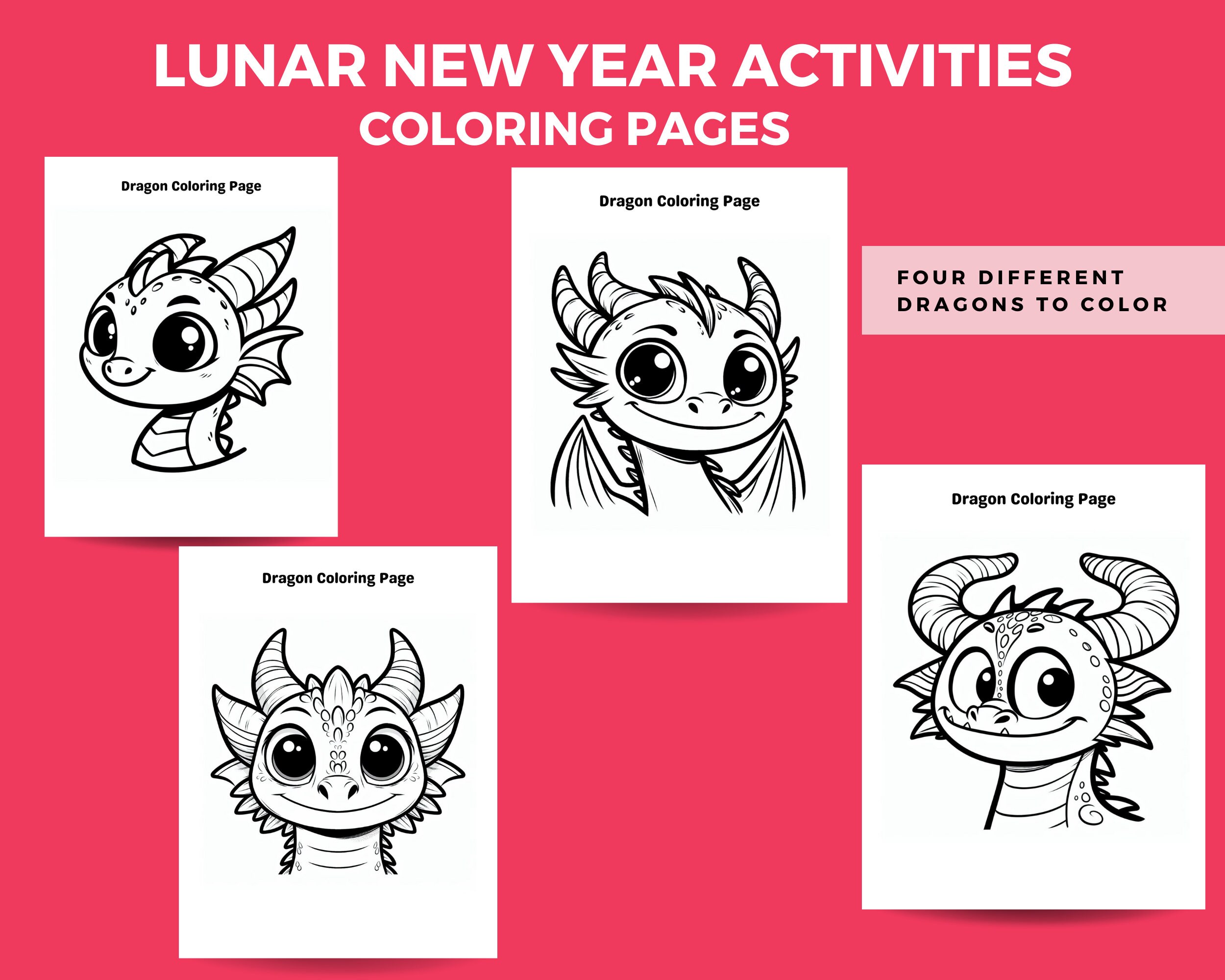 Lunar New Year Activity Pages, Dragon Coloring Pages, Lantern Coloring ...