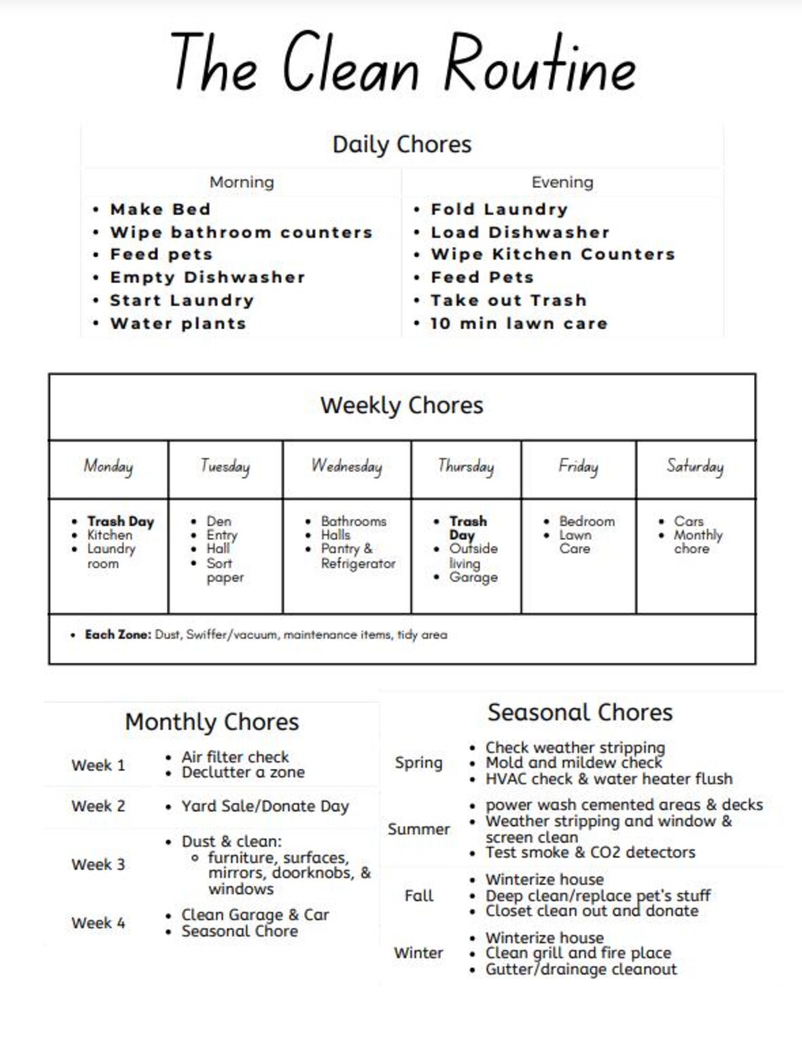 The Clean Routine A Rotating Organizer for Seasonal, Monthly, Weekly ...