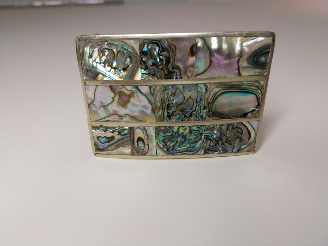 Vintage Abalone Shell in Sterling Silver, Belt Buckle. - Etsy