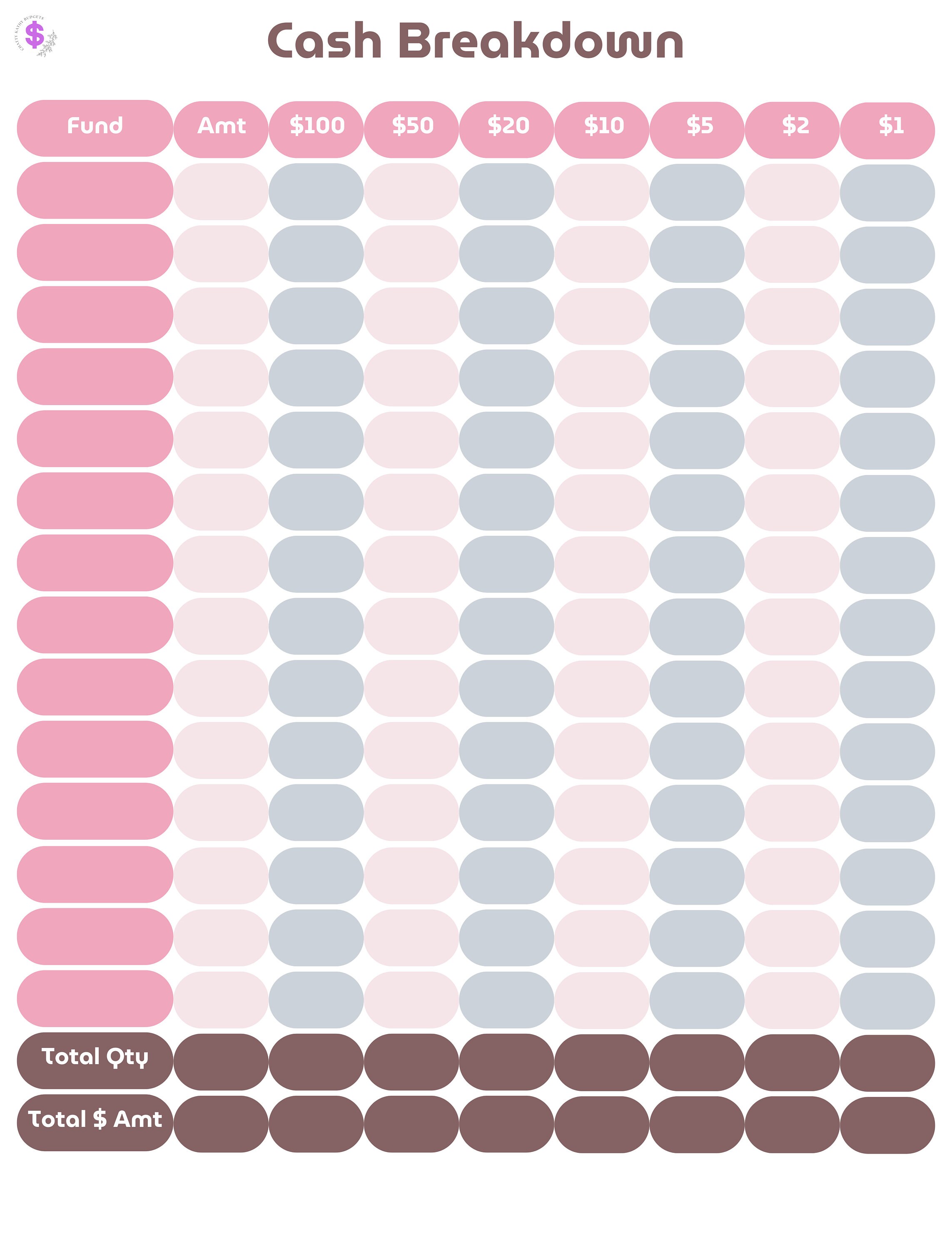 Budget by Paycheck Worksheet and Cash Breakdown - Etsy