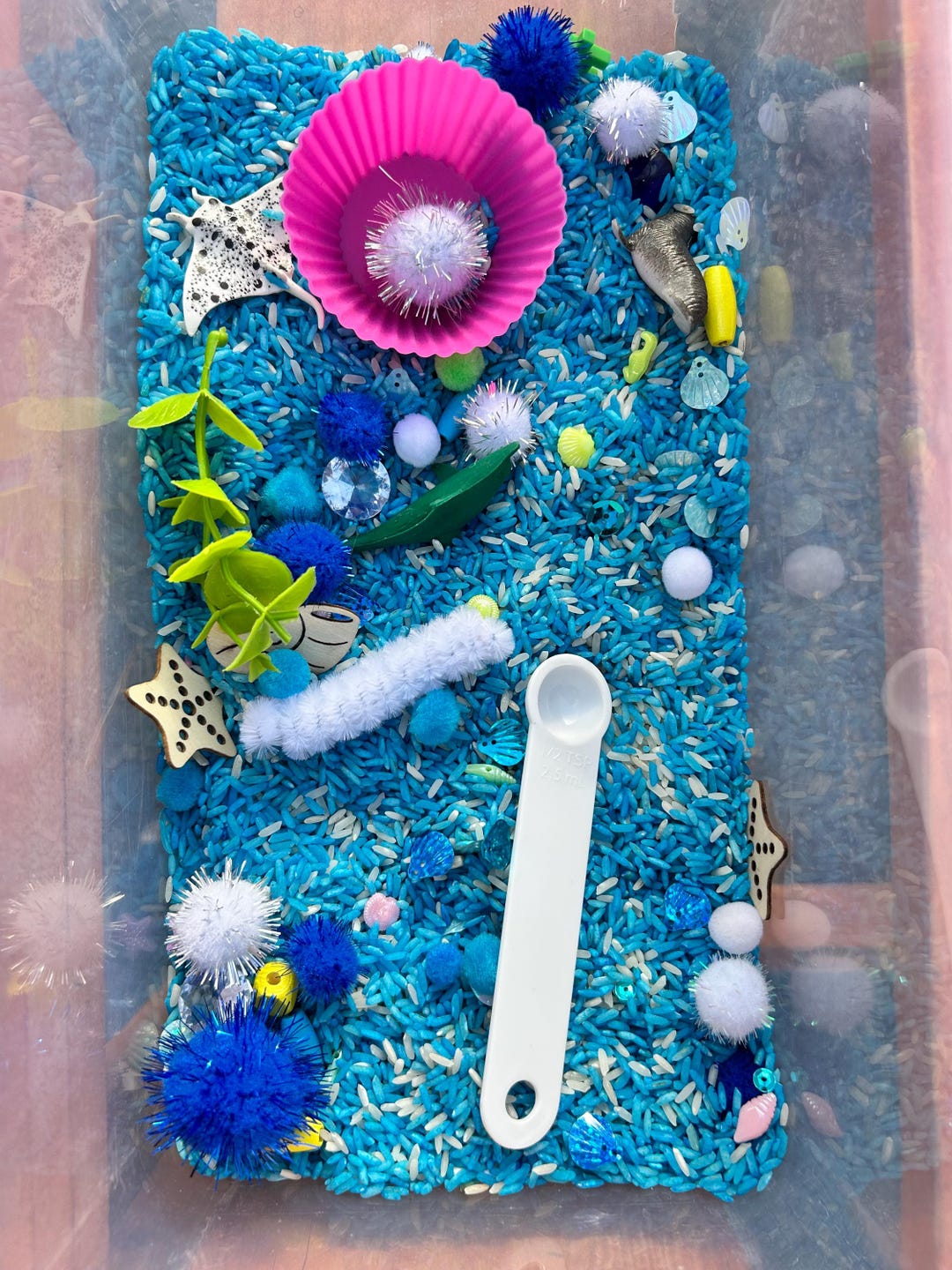 Ocean Sensory Bin: Blue Colored Rice, Scooper & Themed Mix-ins - Etsy