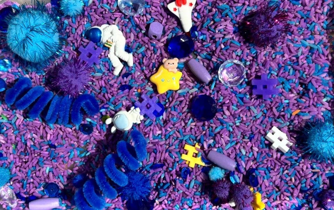 Space Sensory Bin: Colored Rice, Scooper & Themed Mix-ins - Etsy