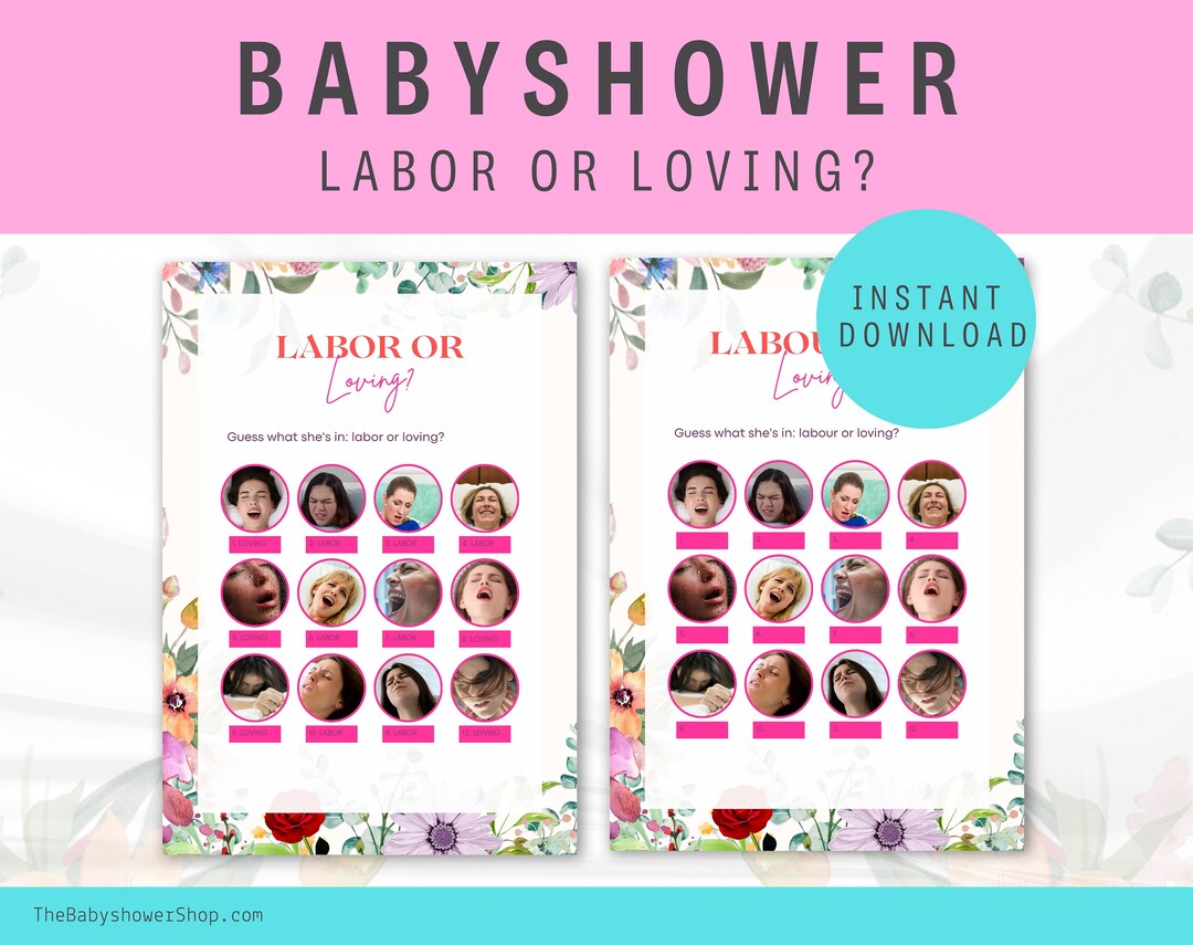 Downloadable Labor or Loving Game, Fun Babyshower Games, Groovy Baby ...