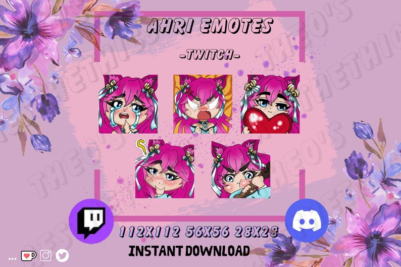 Emotes, Twitch Emote, Digital Art, Art, League of Legends, Ahri Emote ...