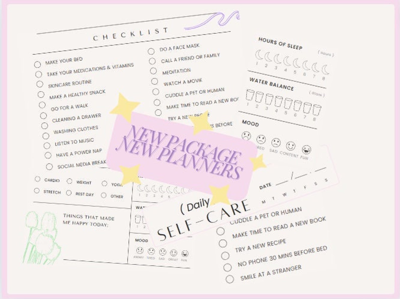 Colorful Daily Planner Digital Download, Pink Blue Green Purple Digital ...