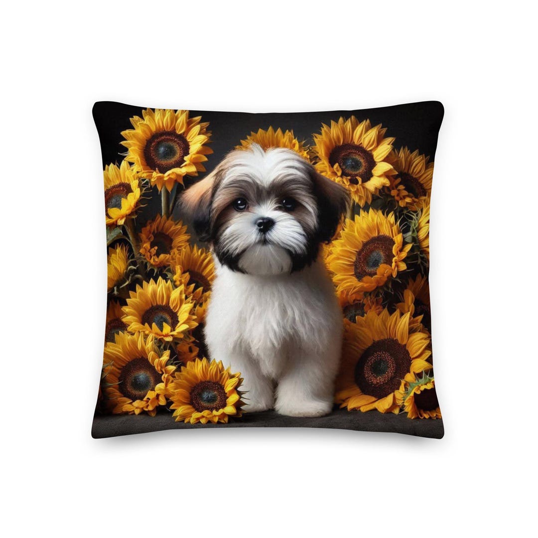 Shih Tzu Sunflower Premium Pillow - Etsy