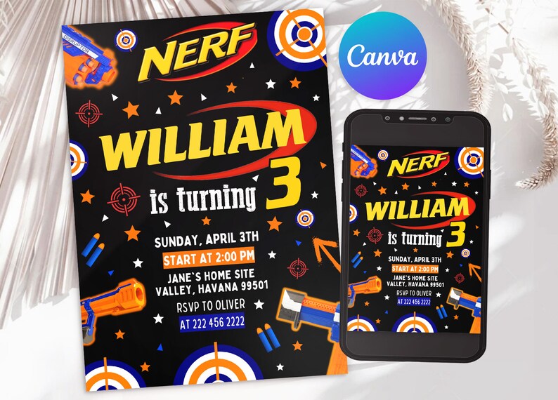 Nerf Gun Place Near Me Nerf Gun Birthday Party Invitations With ...