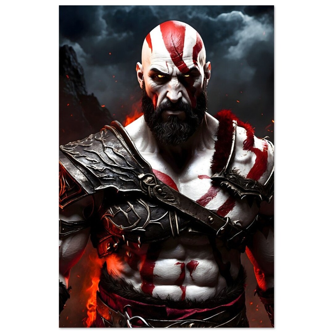Epic Portrait of Kratos God of War Warrior Wall Art 3rd Version - Etsy