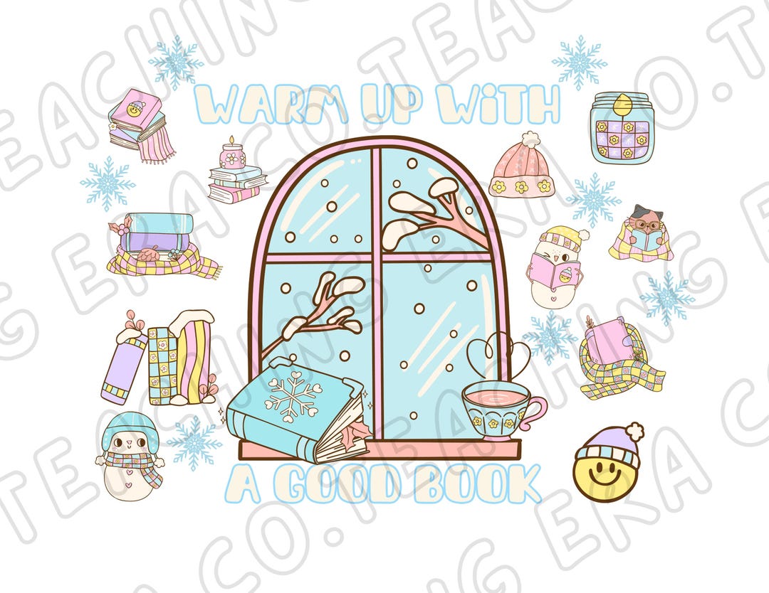 Warm up With a Good Book Bulletin Board Set | Winter Reading Classroom ...