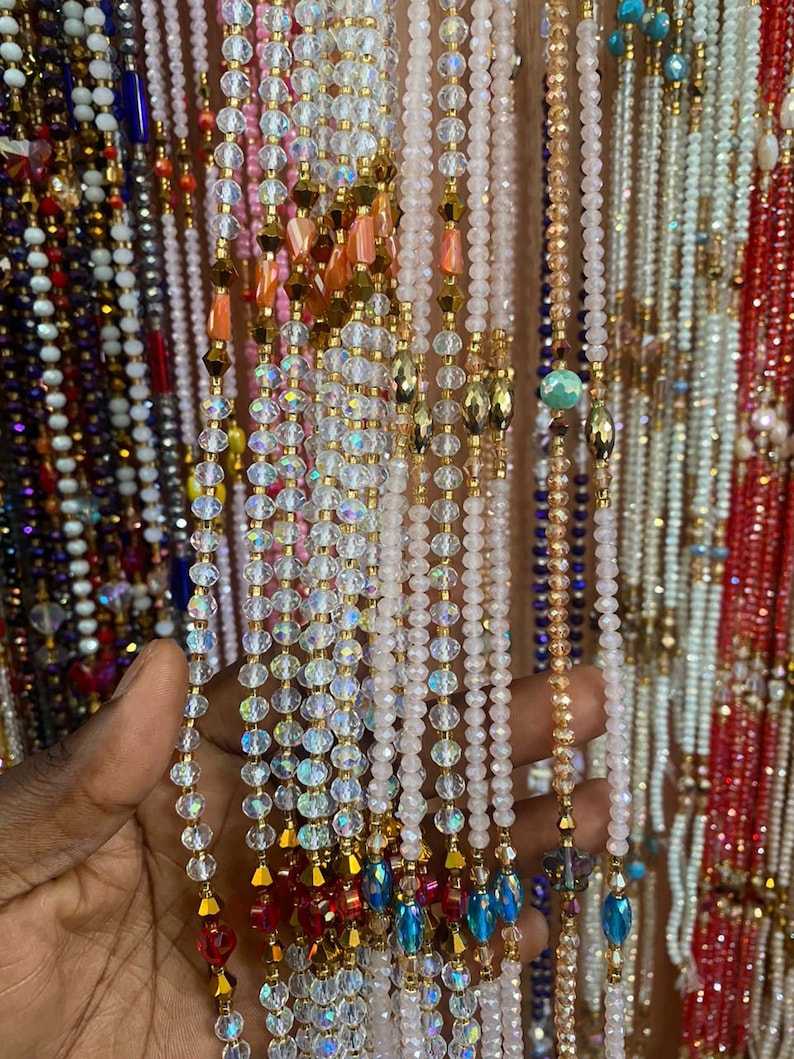 Crystal Waist Beads Wholesale,50 Inches Ghana Waist Beads, Handmade ...