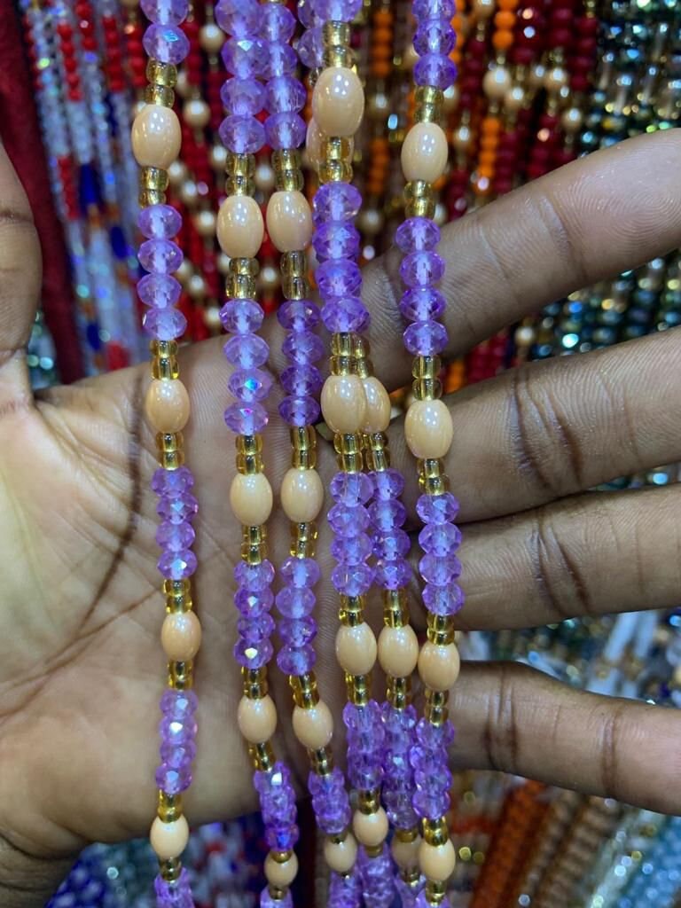 Crystal Waist Beads Wholesale,50 Inches Ghana Waist Beads, Handmade ...