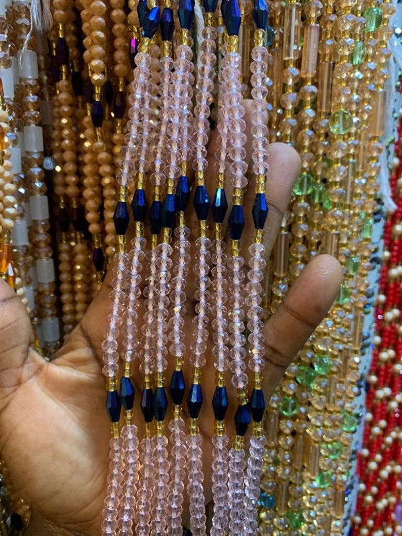 Crystal Waist Beads Wholesale,50 Inches Ghana Waist Beads, Handmade ...