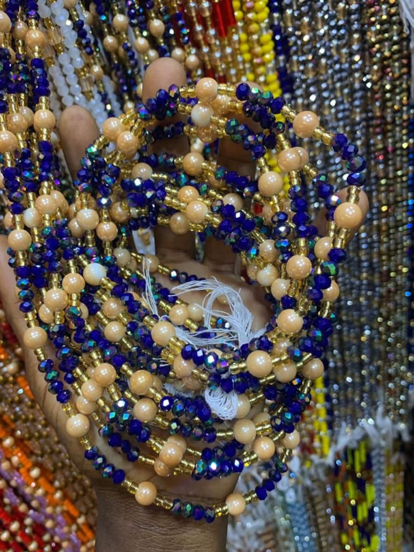 Crystal Waist Beads Wholesale,50 Inches Ghana Waist Beads, Handmade ...