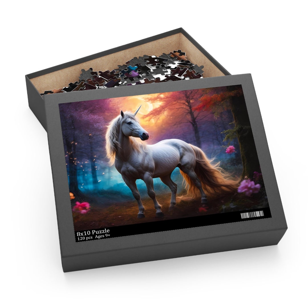 Mystical Unicorn in Enchanted Forest Jigsaw Puzzle 120, 252, 500-piece ...