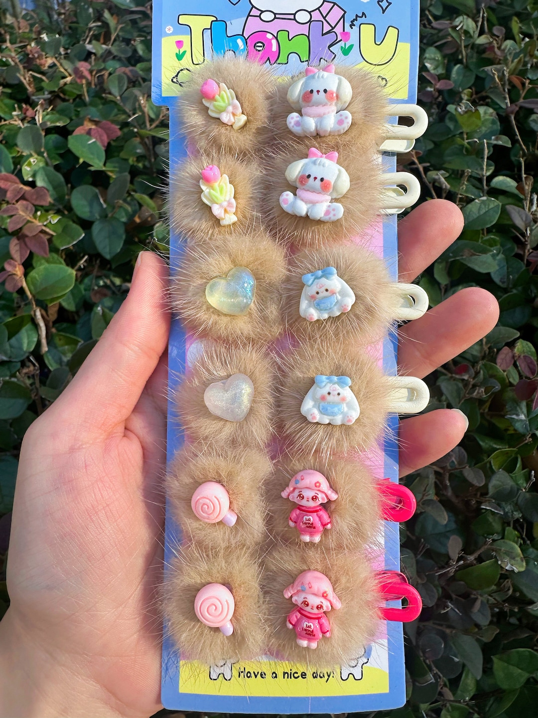 Set of 2 Kawaii Fuzzy Furry Hair Clips Fancy Hair Clips cute Hair ...